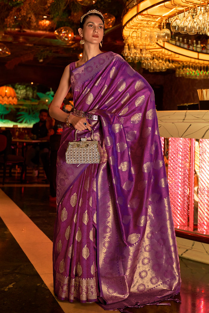Patriarch Purple Kanjivaram Saree – NITARAA