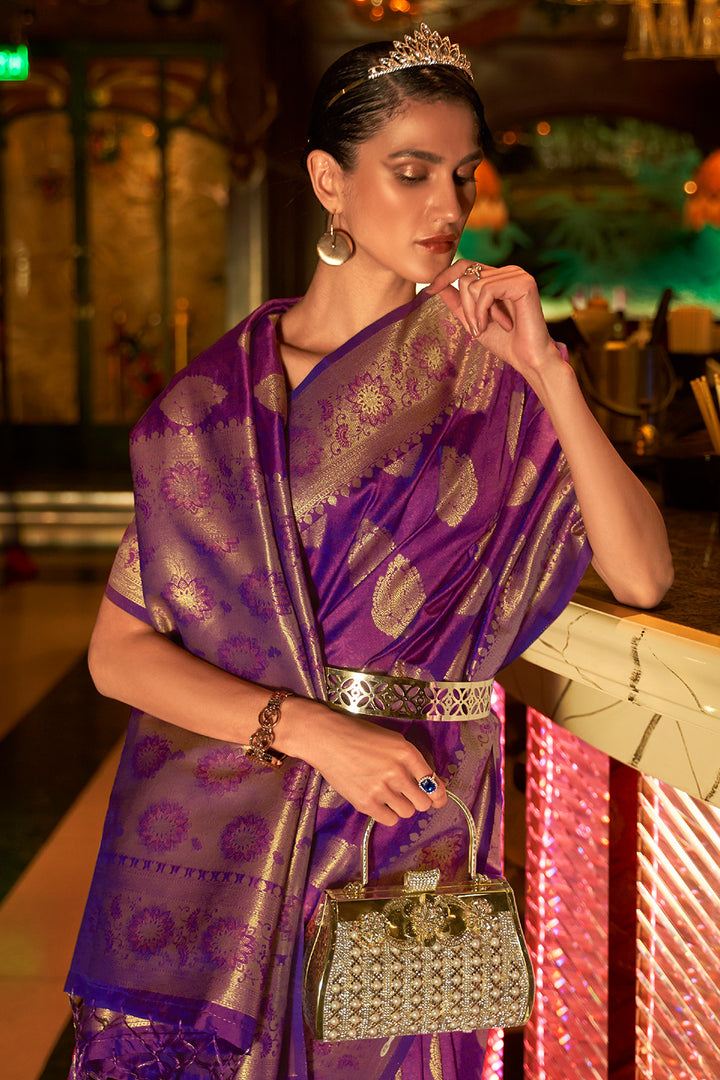 Patriarch Purple Kanjivaram Saree – NITARAA